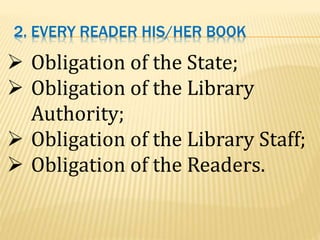 Five Laws of Library Science | PPTX