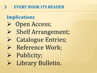 Five Laws of Library Science | PPTX