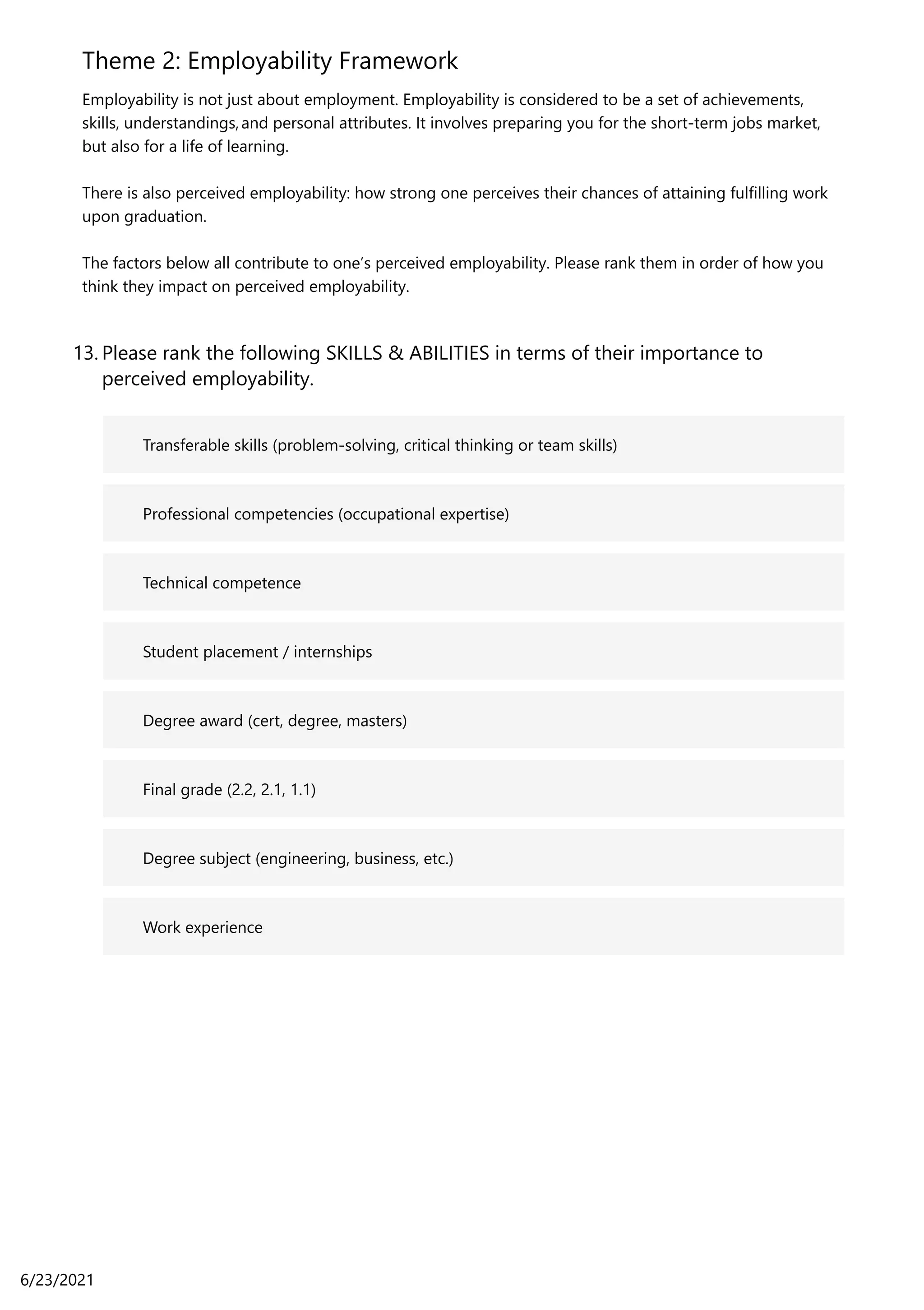 Embedding Employability Survey - Graduates | PDF