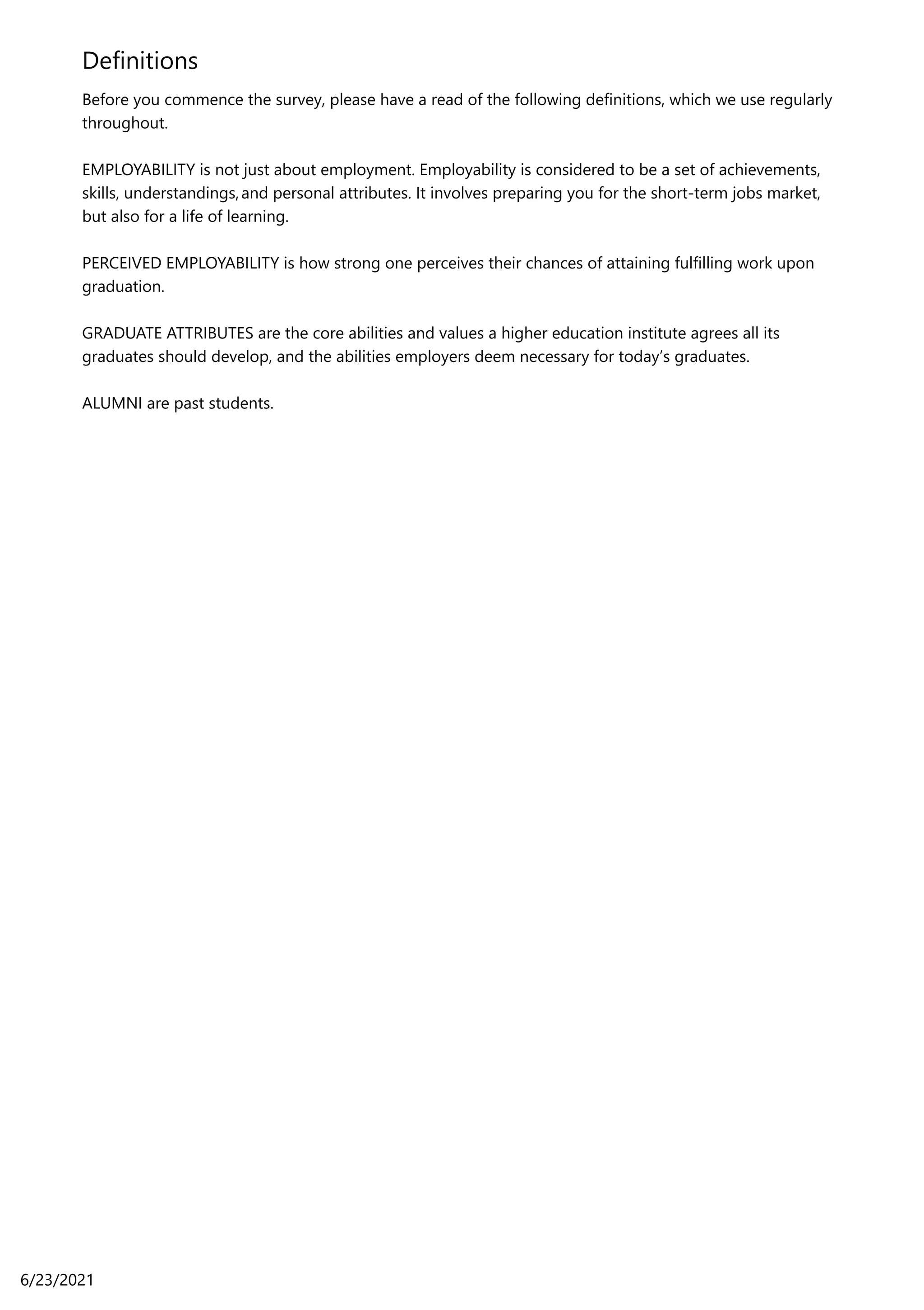 Embedding Employability Survey - Graduates | PDF