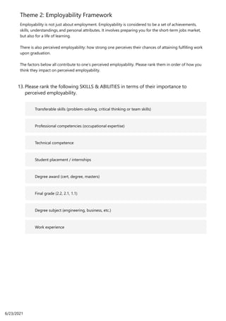 Embedding Employability Survey - Graduates | PDF