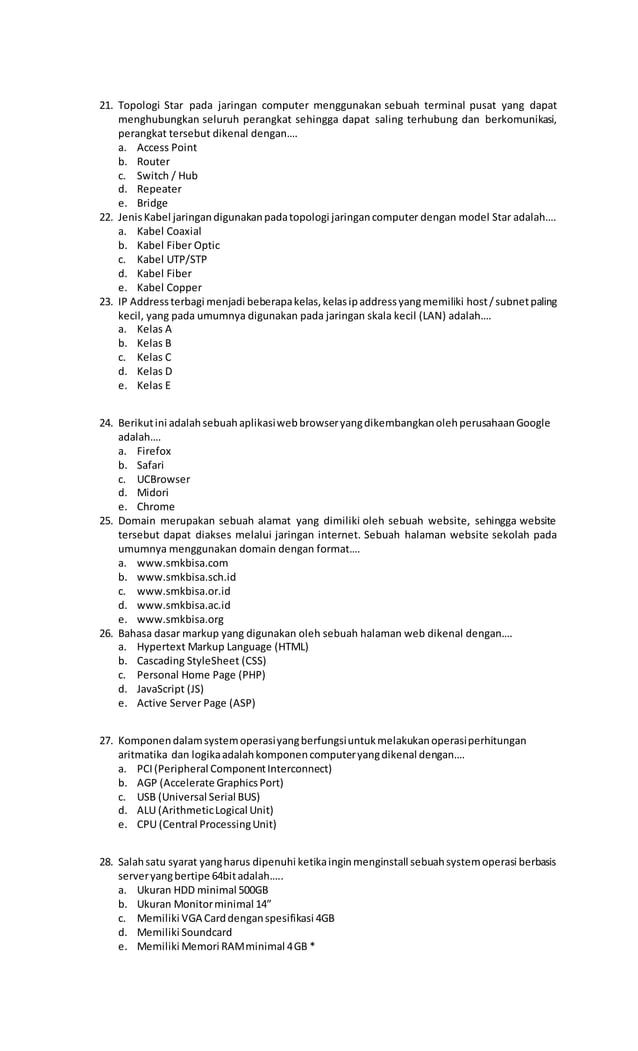 Dasar Kompetensi Keahlian TKJ - SMK | DOCX