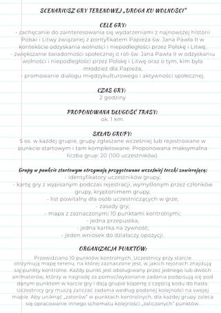 Scenariusz gry terenowej "Droga ku wolności" | PDF
