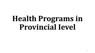 Overview of Health Programs at Provincial Level | PPTX