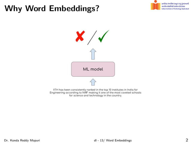 deep learning slides on word embeddings. | PPT