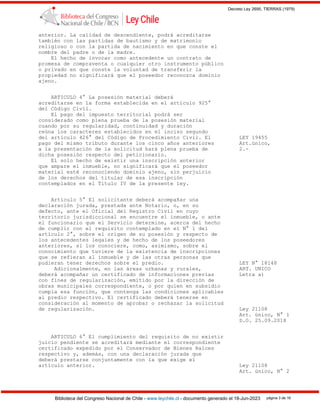 Leyes regularización tomas/posesión | PDF