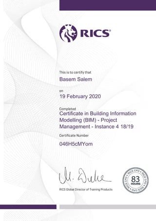 certificate in building information modelling (bim) certificate | PDF