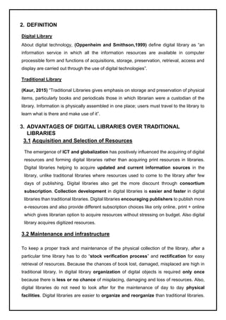 WHAT ARE THE ADVANTAGES OF DIGITAL LIBRARIES OVER TRADITIONAL LIBRARIES ...