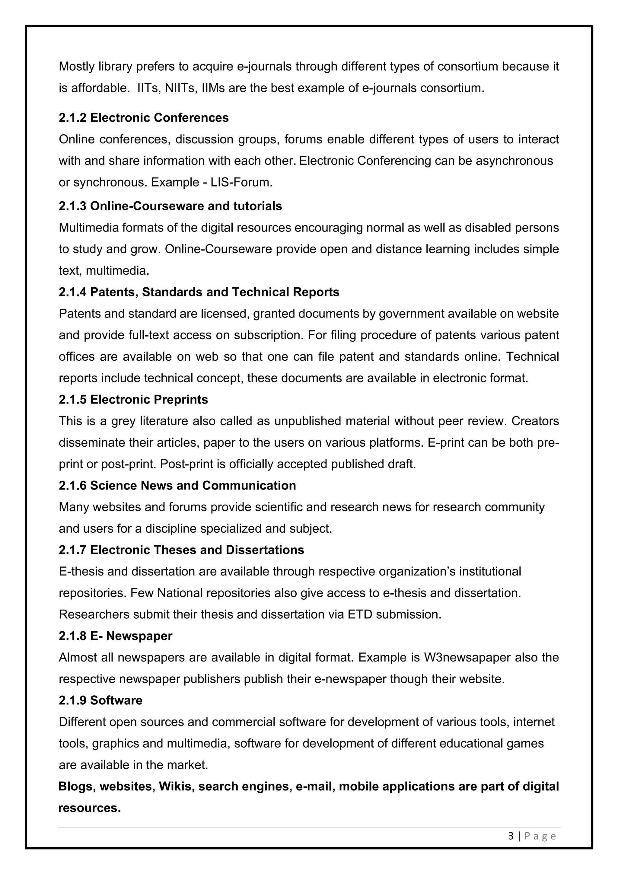 WHAT ARE DIGITAL RESOURCES? DISCUSS WHAT ARE DIFFERENT TYPES AND HOW ...