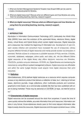 WHAT ARE DIGITAL RESOURCES? DISCUSS WHAT ARE DIFFERENT TYPES AND HOW ...