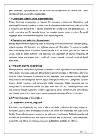WHAT ARE DIGITAL RESOURCES? DISCUSS WHAT ARE DIFFERENT TYPES AND HOW ...