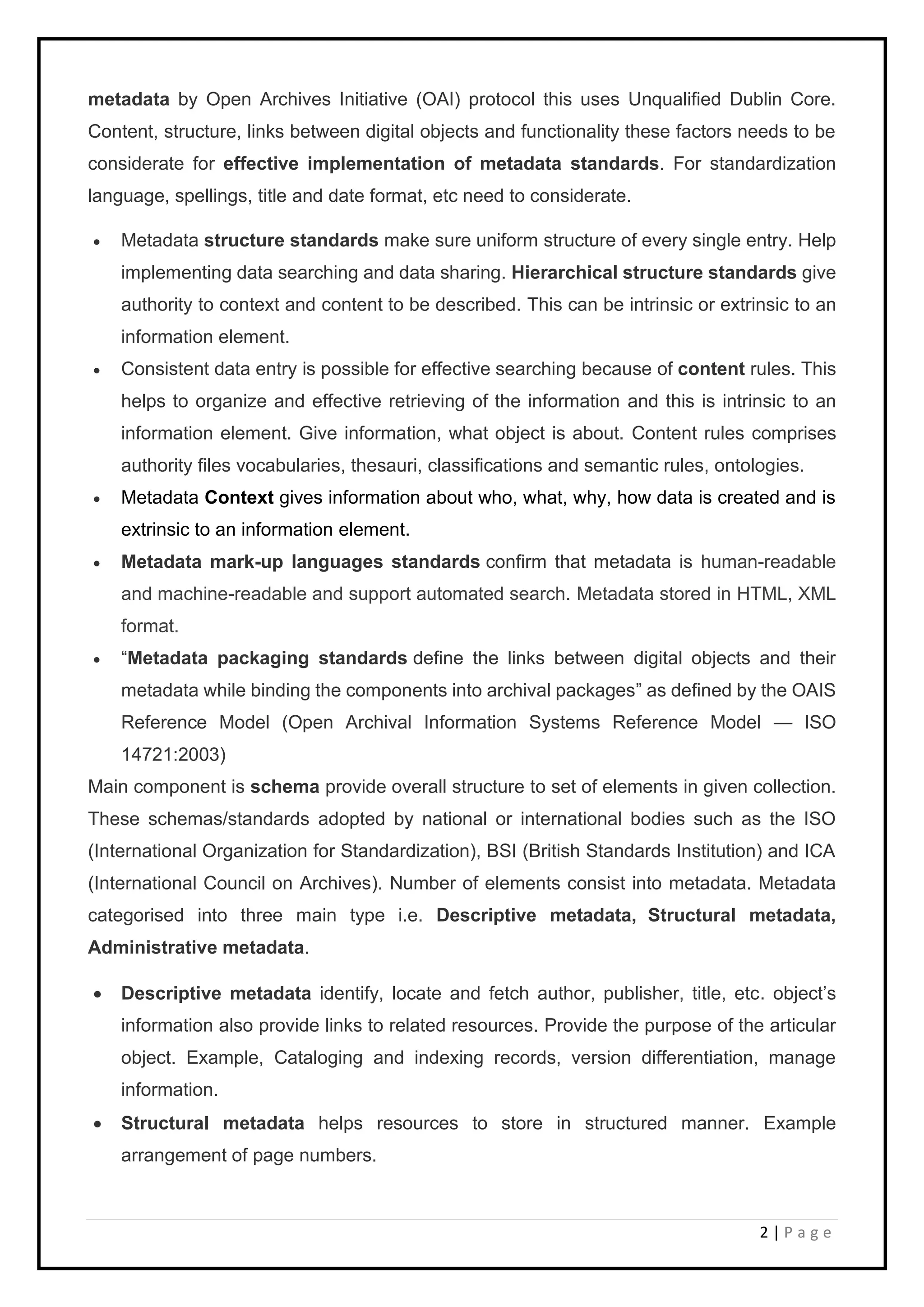 WHAT ARE METADATA STANDARDS? EXPLAIN DUBLIN CORE IN DETAIL. | PDF
