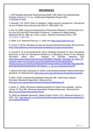 WHAT ARE METADATA STANDARDS? EXPLAIN DUBLIN CORE IN DETAIL. | PDF