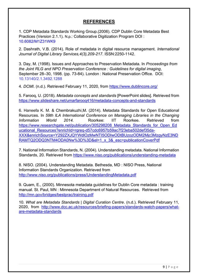 WHAT ARE METADATA STANDARDS? EXPLAIN DUBLIN CORE IN DETAIL. | PDF