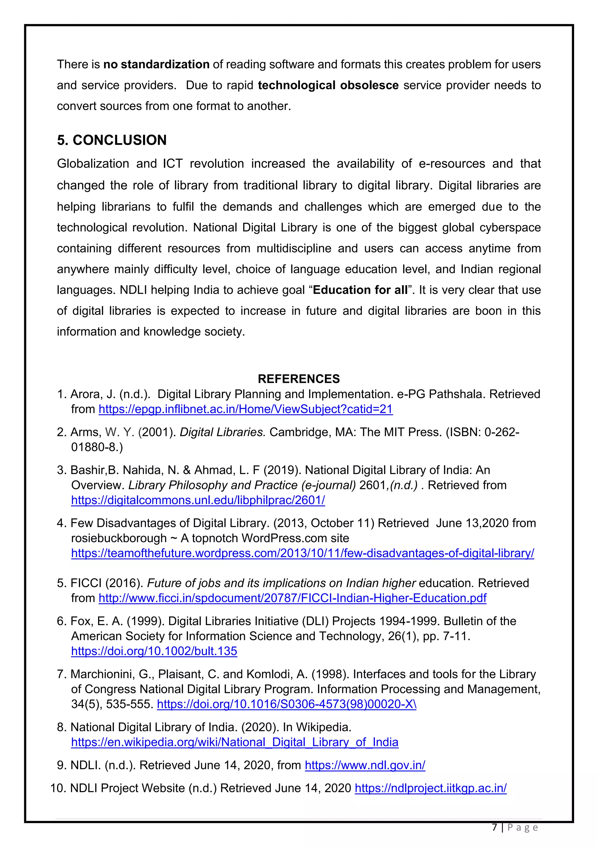 WHAT IS A DIGITAL LIBRARY? EXPLAIN NDLI AND ITS CONTRIBUTION. | PDF
