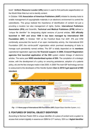 WHAT IS DIGITAL OBJECT IDENTIFIER? EXPLAIN ITS FEATURES AND OPERATION | PDF