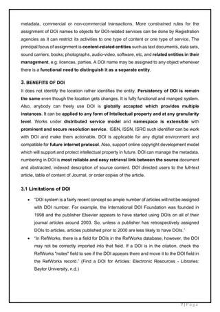 WHAT IS DIGITAL OBJECT IDENTIFIER? EXPLAIN ITS FEATURES AND OPERATION | PDF