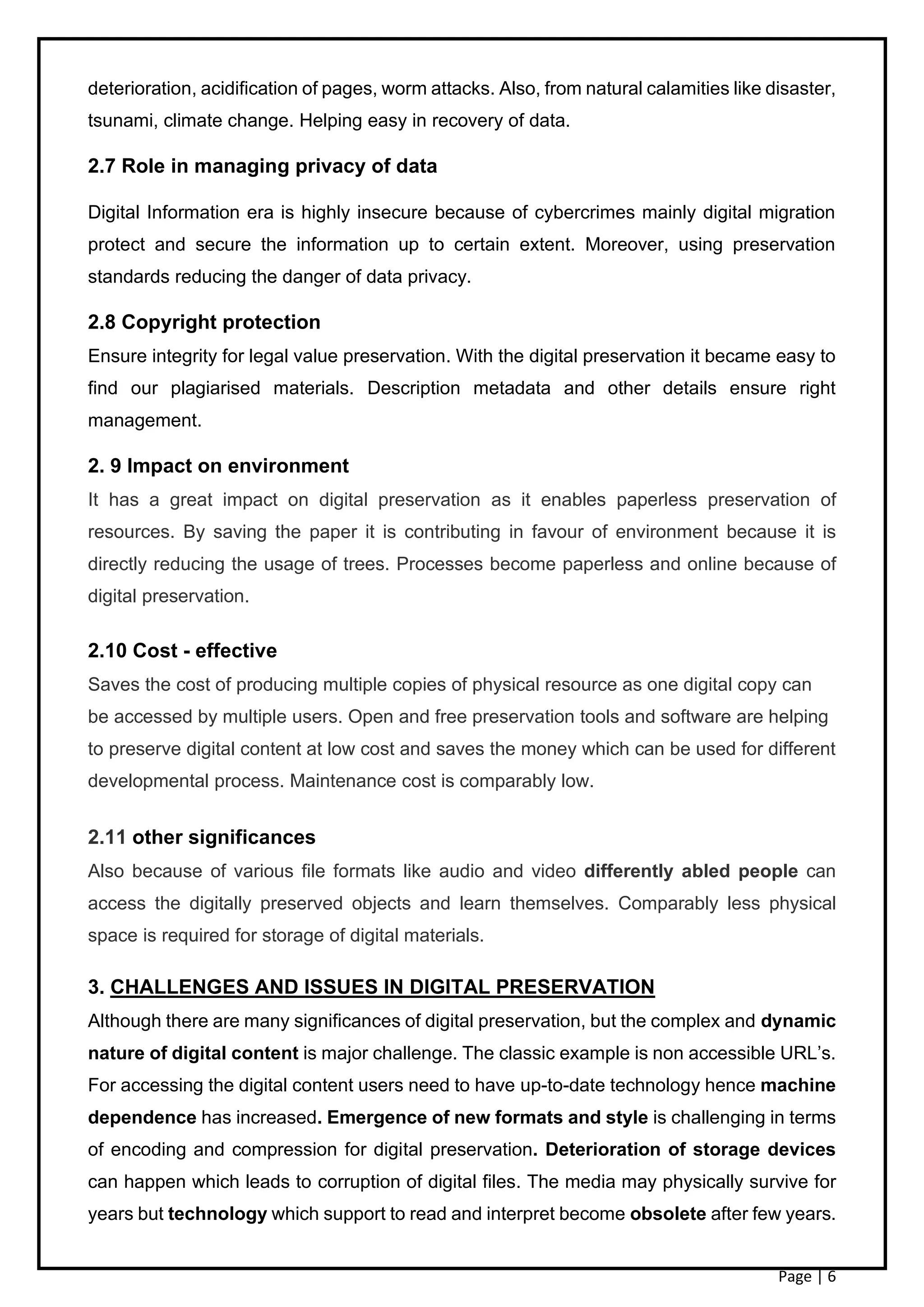 WHAT IS DIGITAL PRESERVATION? DISCUSS ITS SIGNIFICANCE IN TODAY’S ...