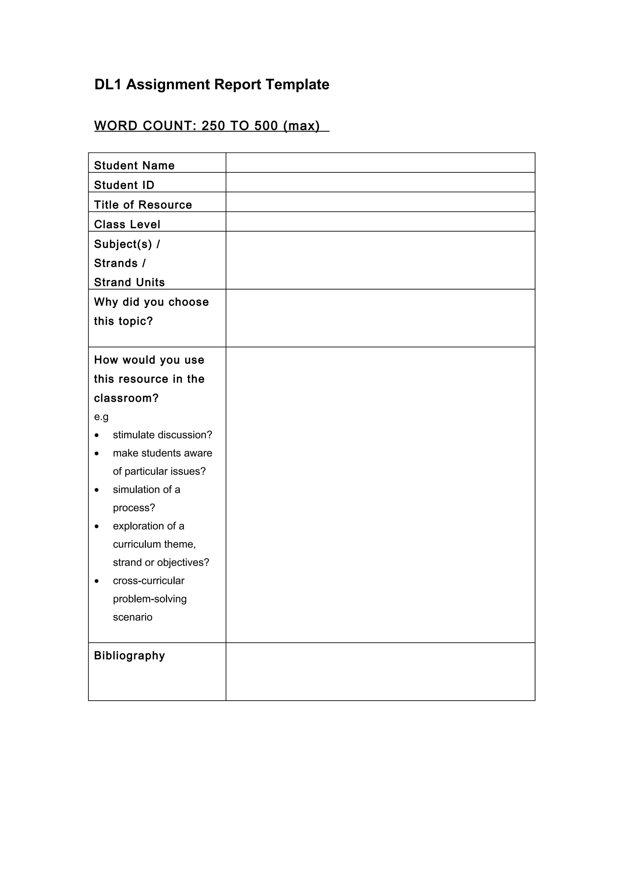 Assignment Report Template - Colomboalumni.org