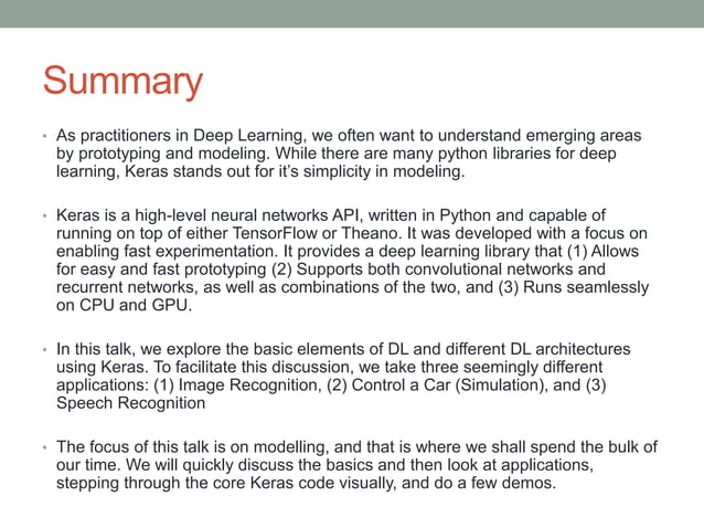Keras A Versatile Modeling Layer For Deep Learning Pptx Artificial Intelligence