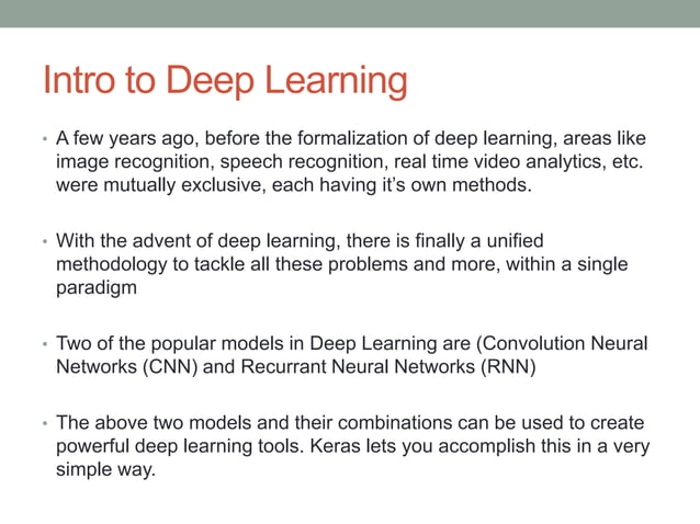 Keras A Versatile Modeling Layer For Deep Learning Pptx Artificial