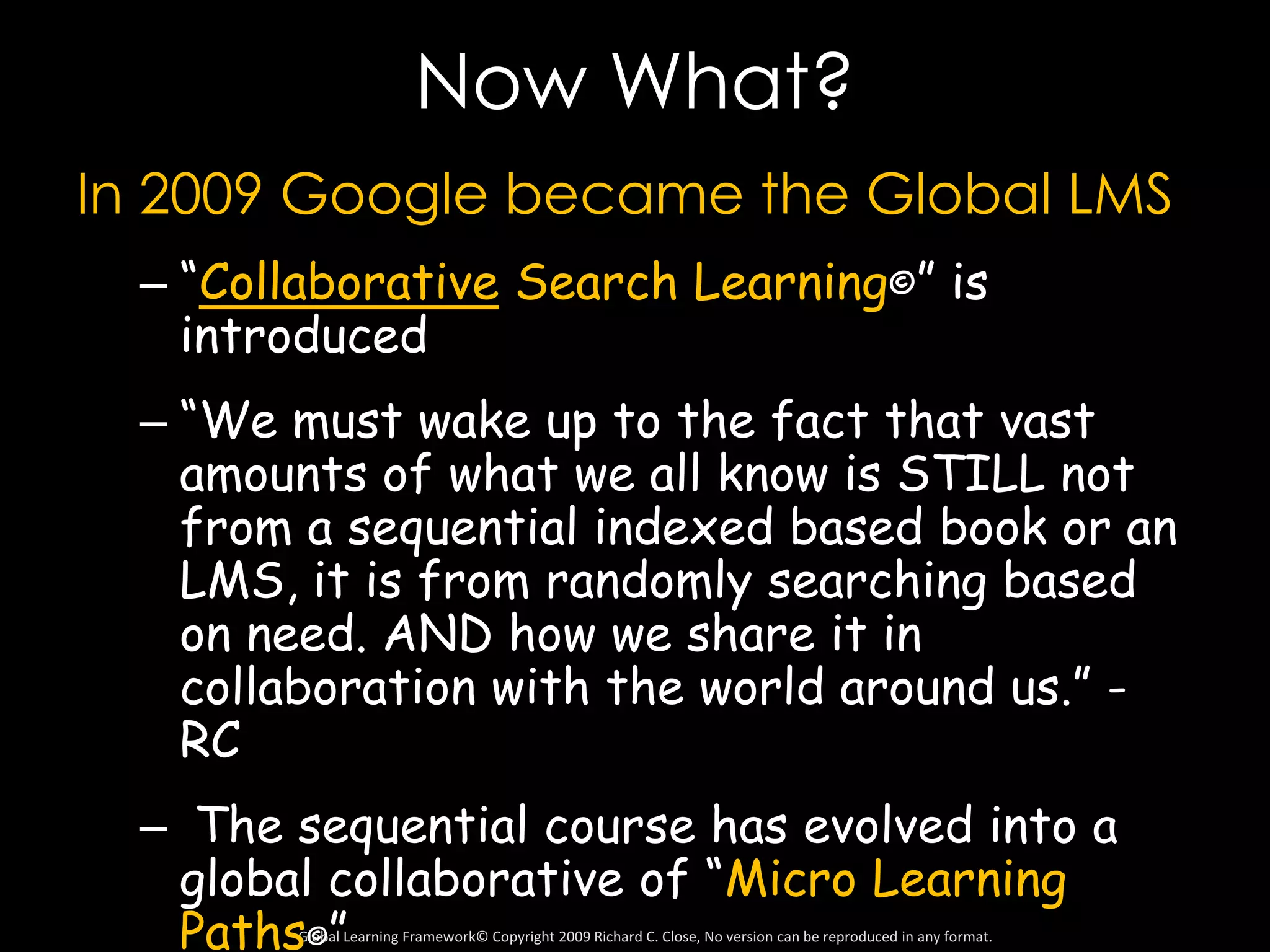 PADLA Lecture Global Learning Framework Richard Close | PPTX
