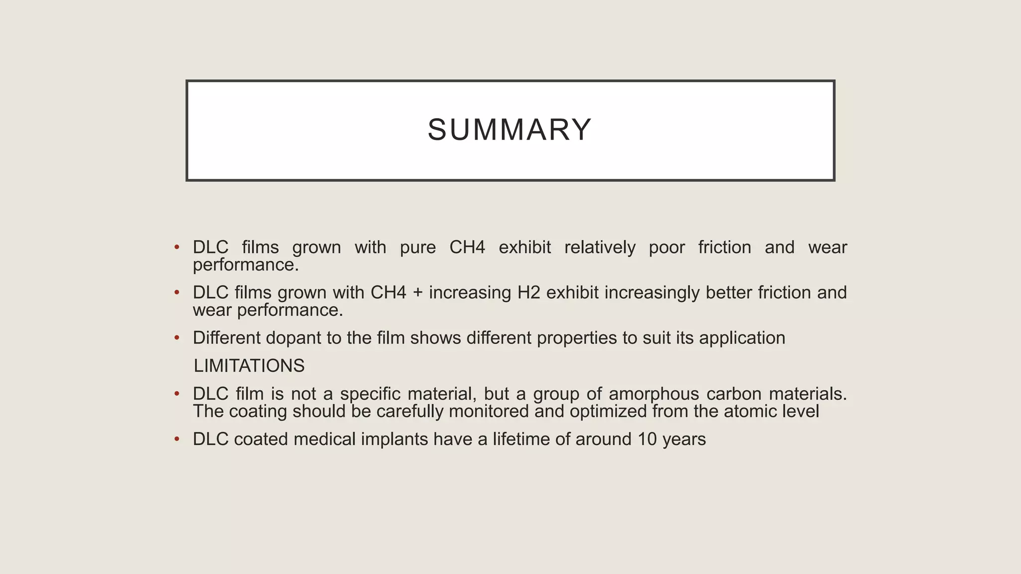 DLC coatings for tribological applications | PPTX