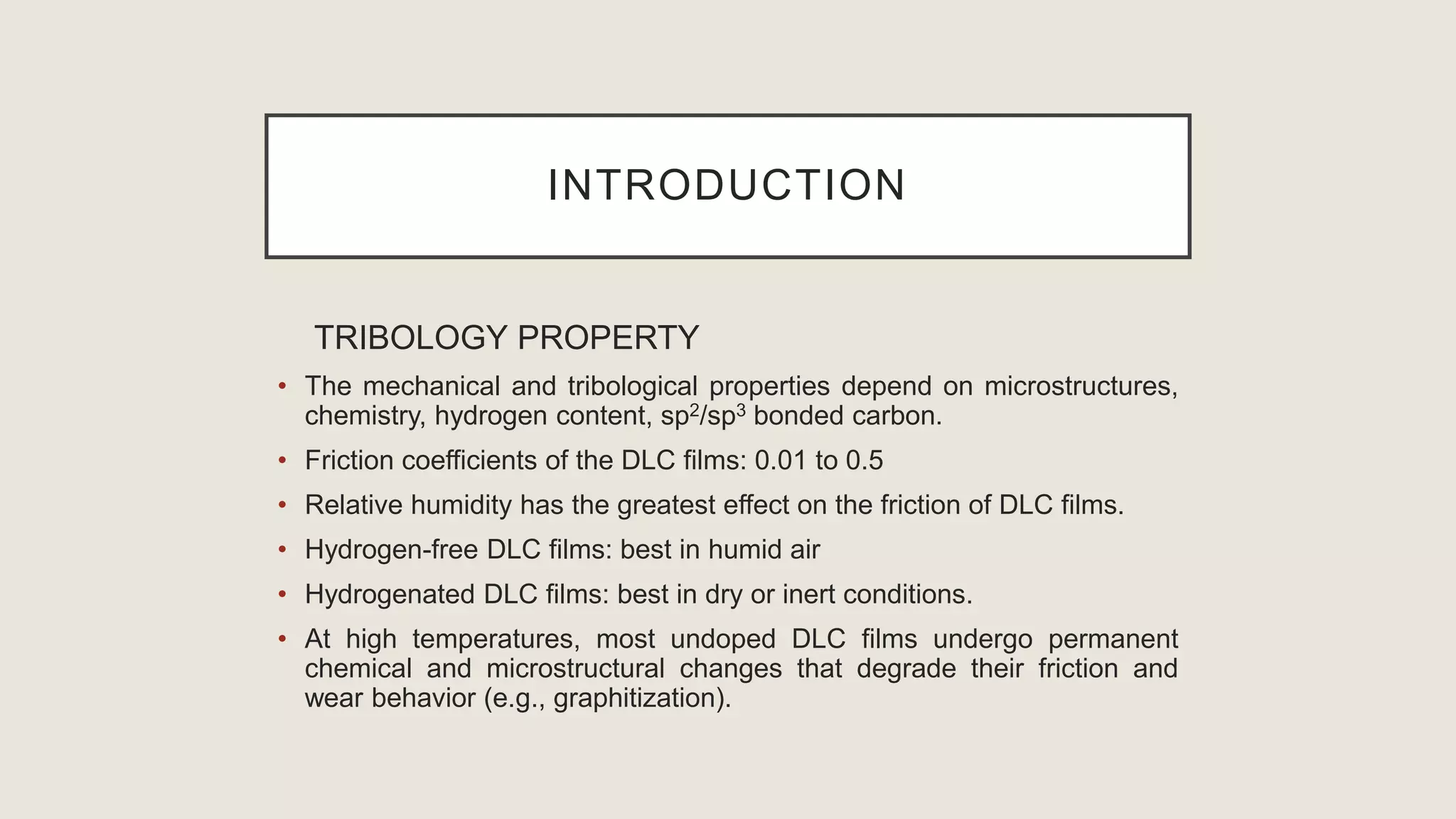 DLC coatings for tribological applications | PPTX