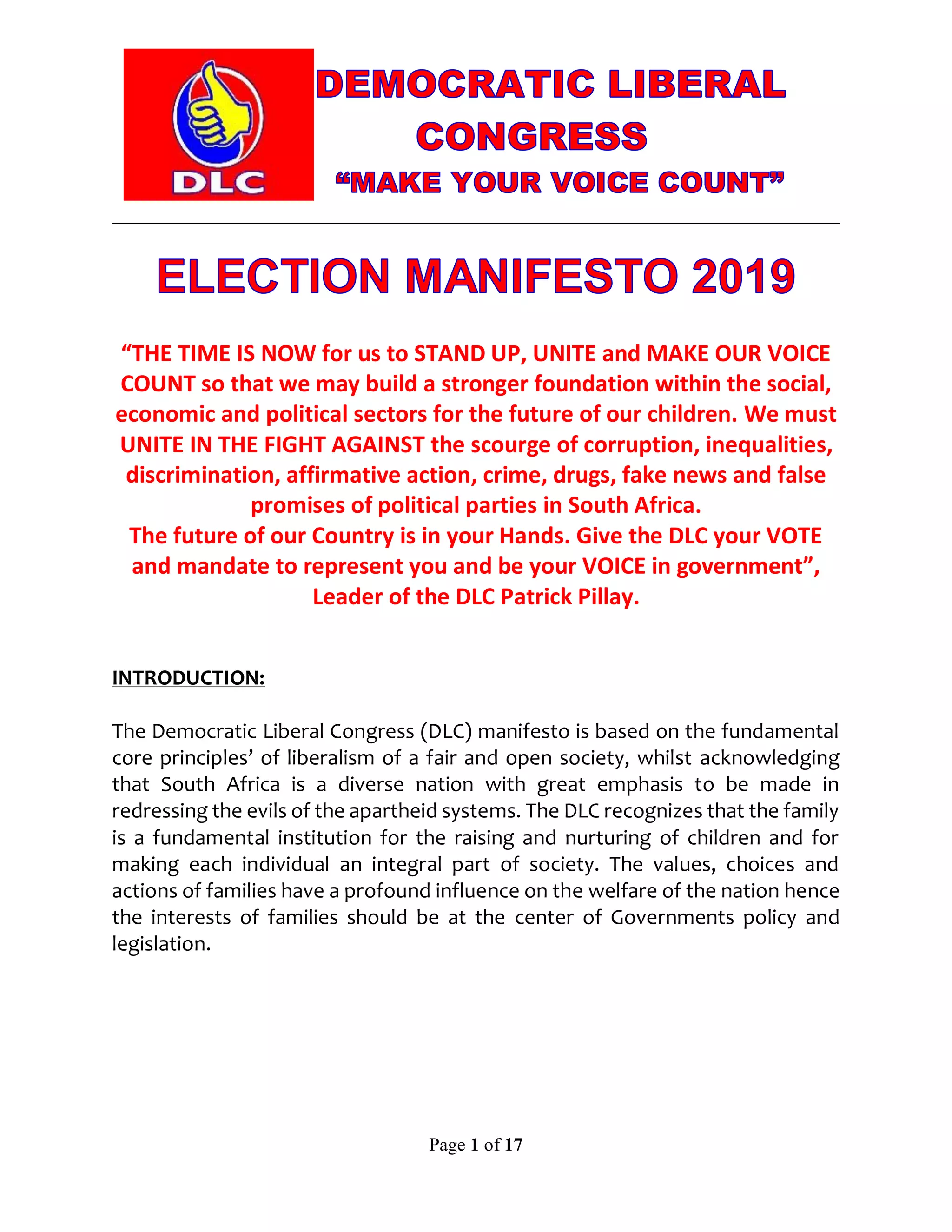 Dlc election manifesto 2019 | PDF