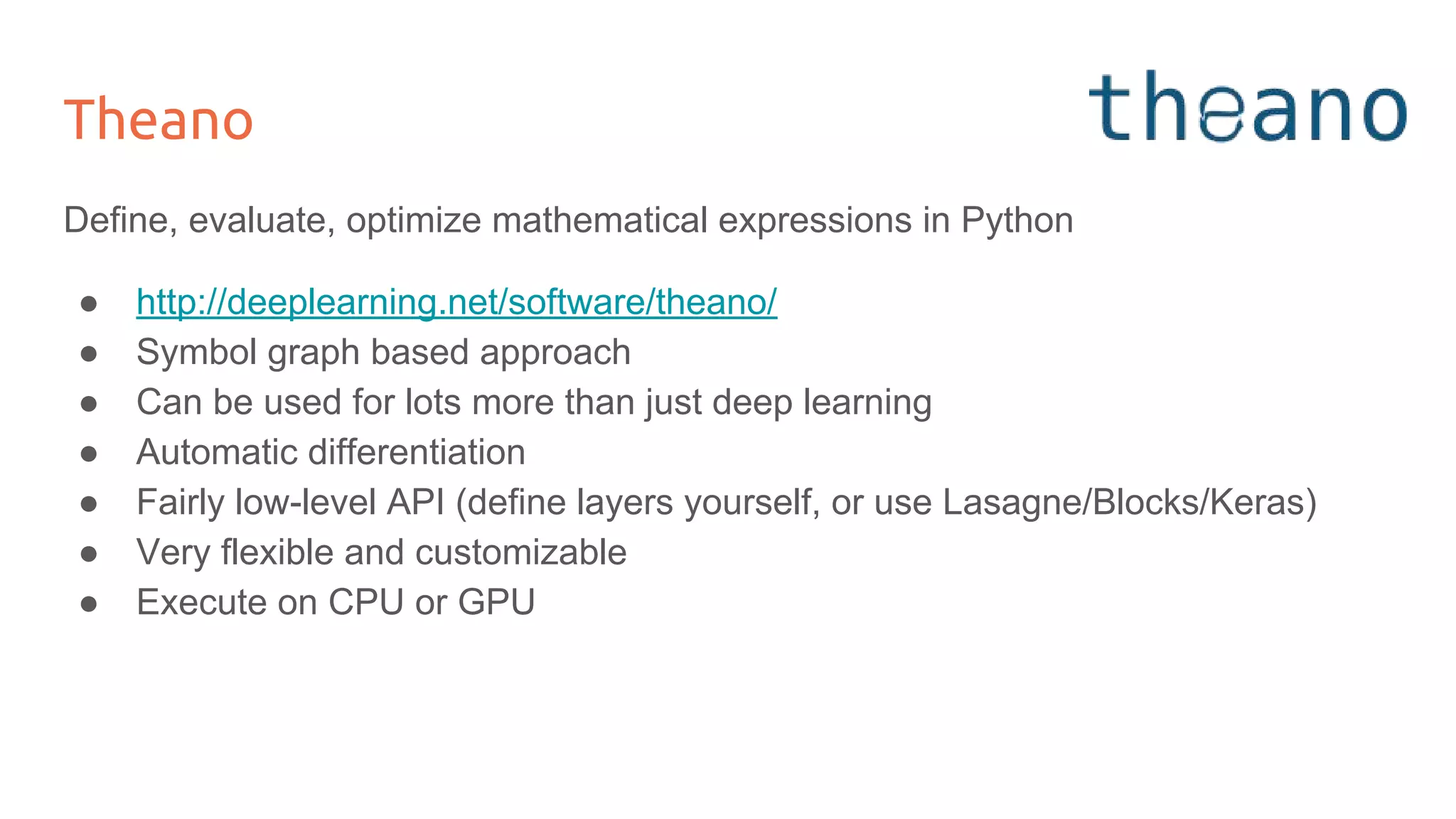Deep Learning for Computer Vision: Software Frameworks (UPC 2016) | PPT