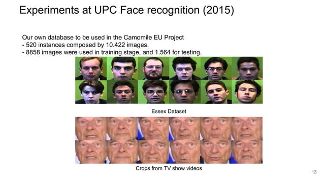 Deep Learning for Computer Vision: Face Recognition (UPC 2016) | PPT