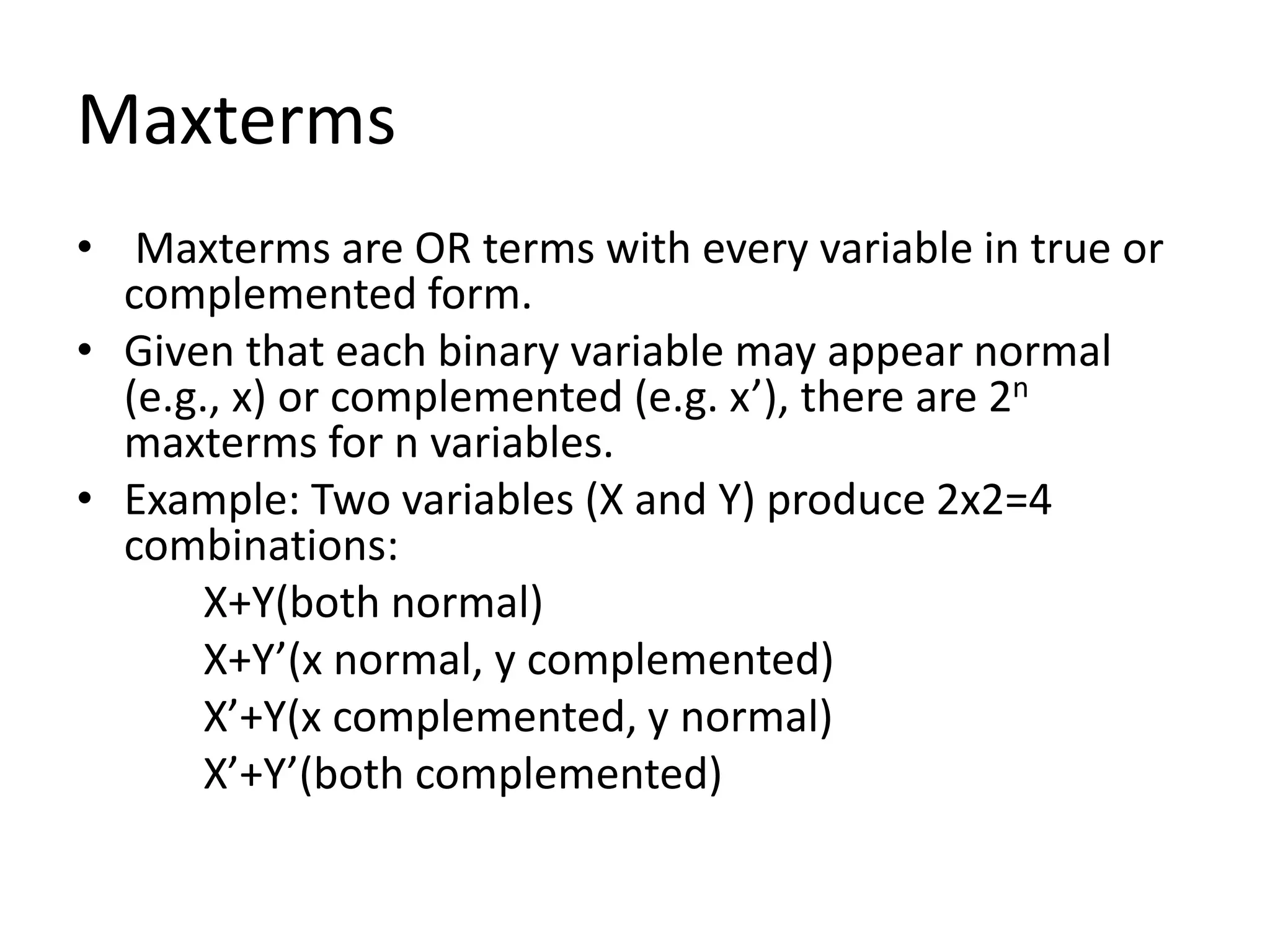 SOP POS, Minterm and Maxterm | PPTX