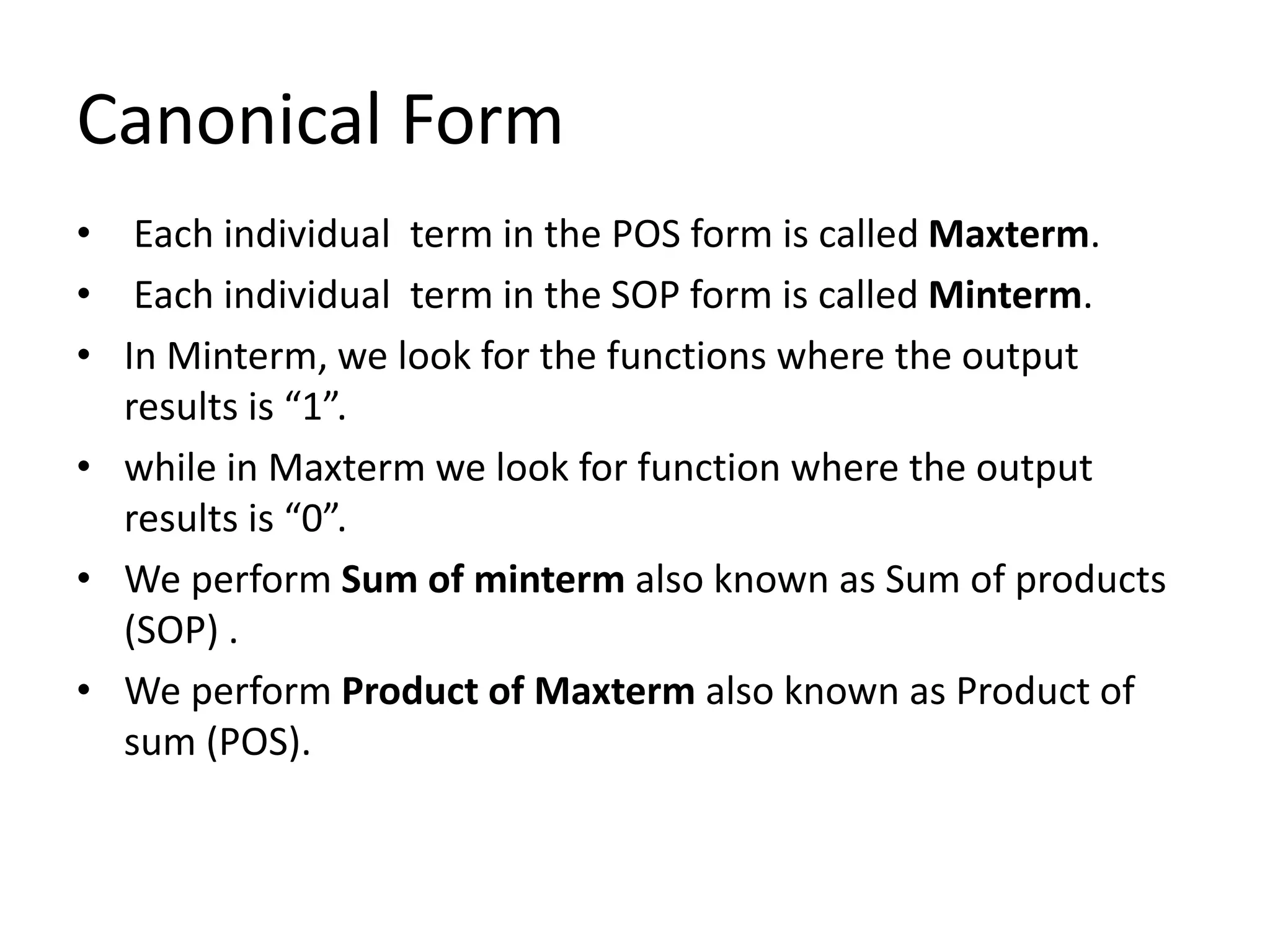 SOP POS, Minterm and Maxterm | PPTX