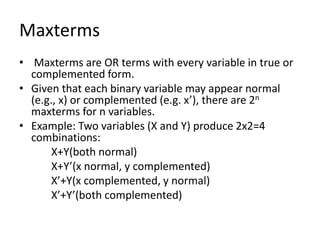 SOP POS, Minterm and Maxterm | PPTX
