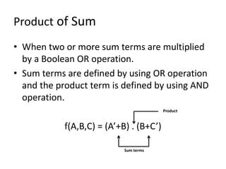 SOP POS, Minterm and Maxterm | PPTX