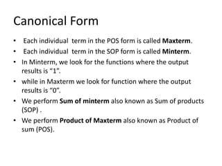 SOP POS, Minterm and Maxterm | PPTX