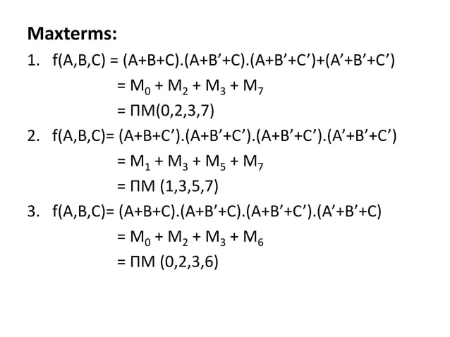 Sop Pos Minterm And Maxterm Ppt