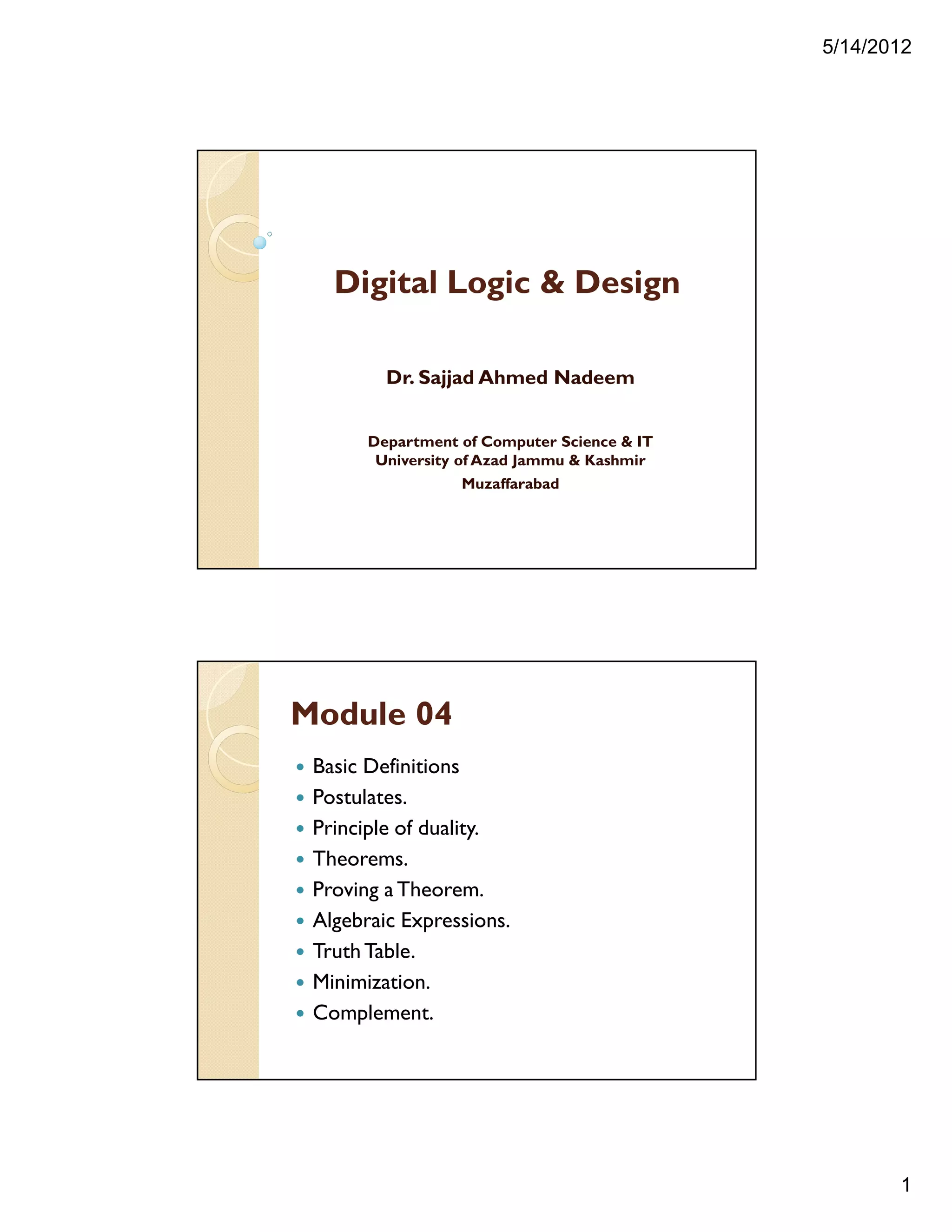 Dld lecture module 05 | PDF | Physics | Science