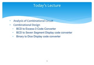 DLD Lecture No 18 Analysis and Design of Combinational Circuit.pptx