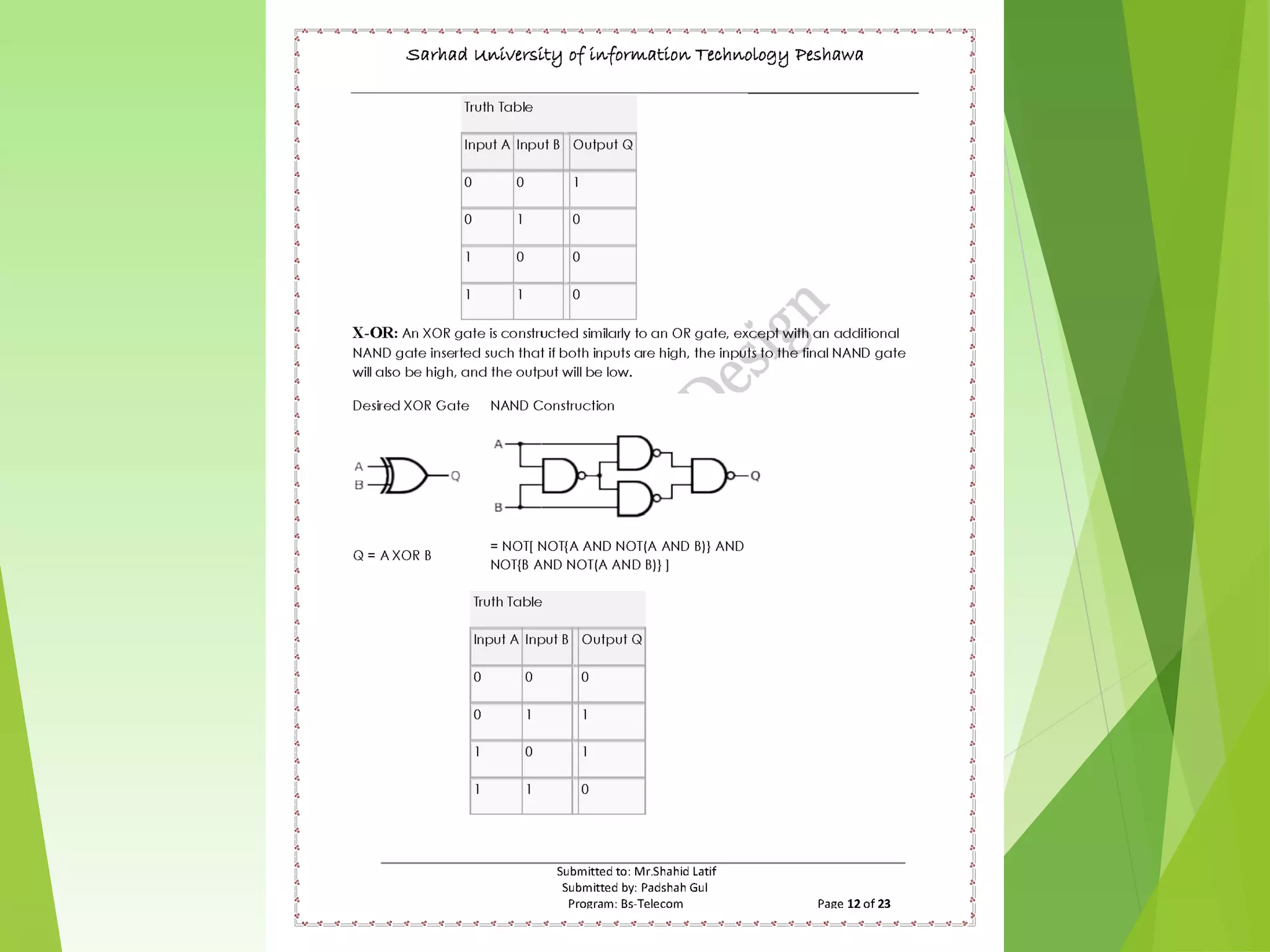DLD Practical Lab Work | PPT