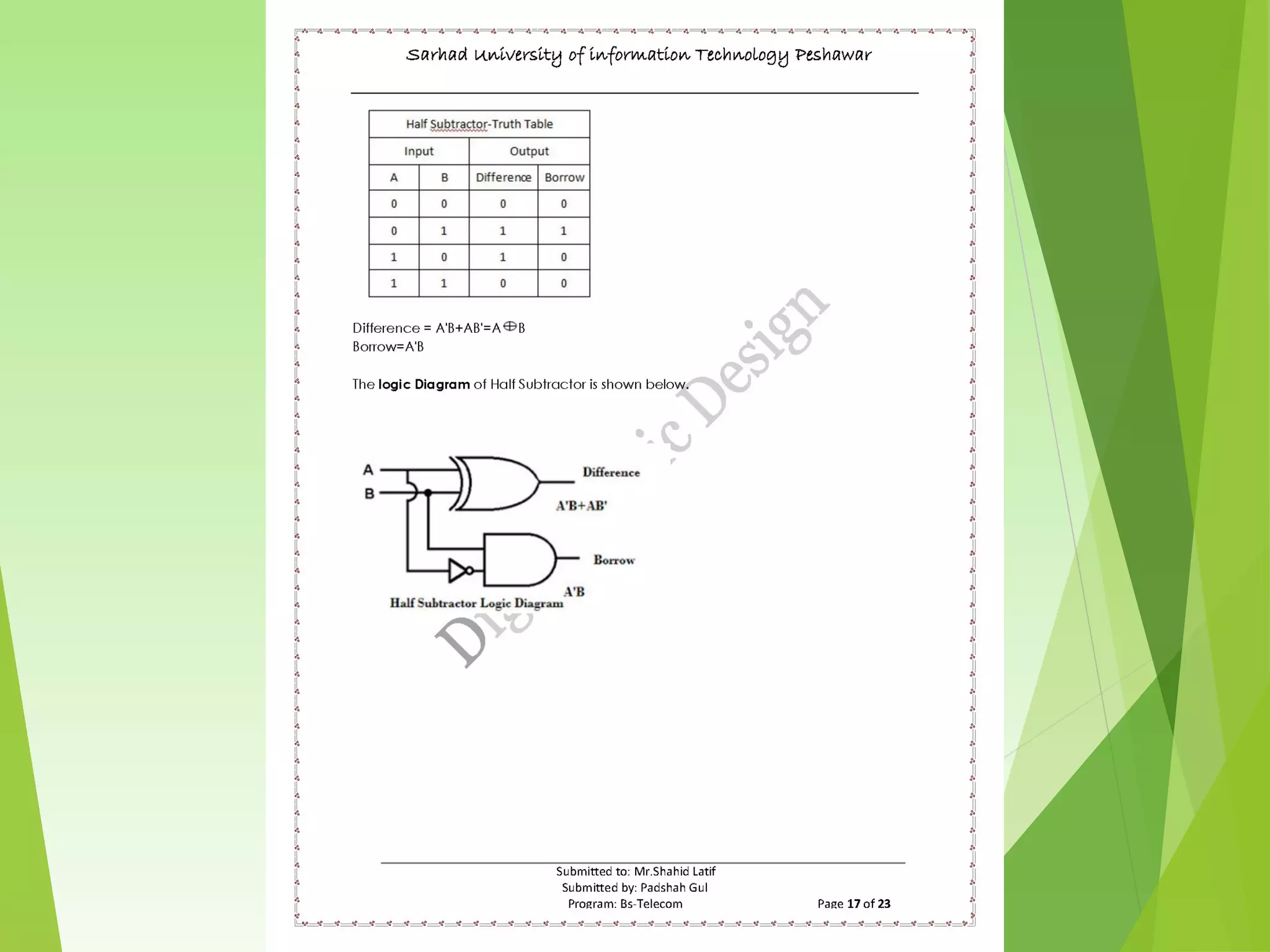 DLD Practical Lab Work | PPT