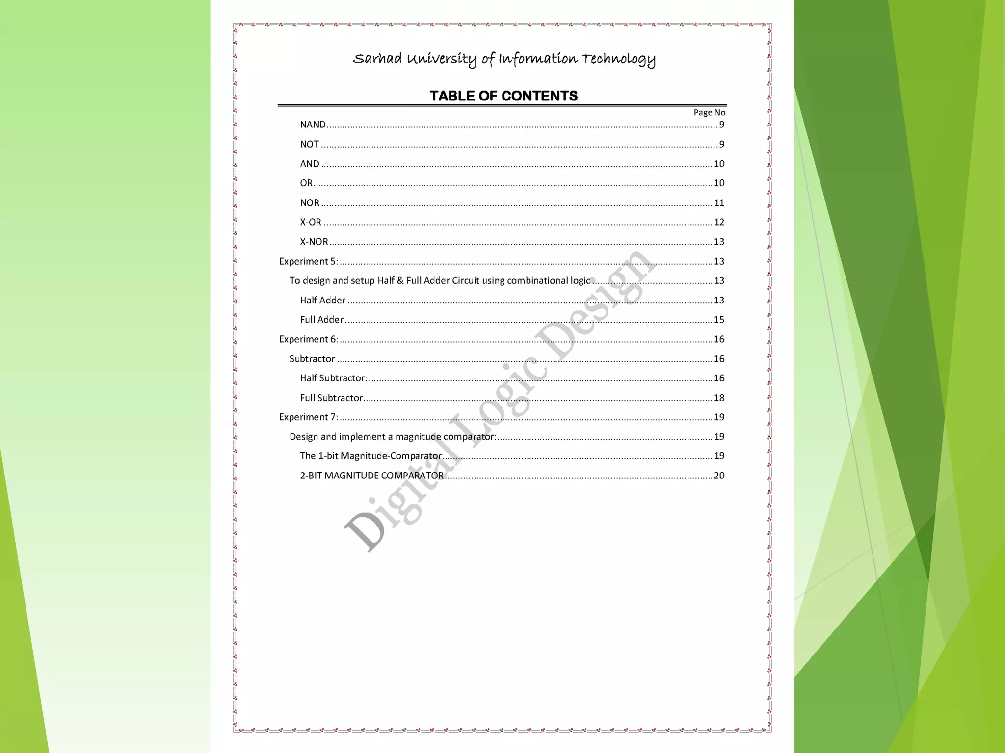 DLD Practical Lab Work | PPT