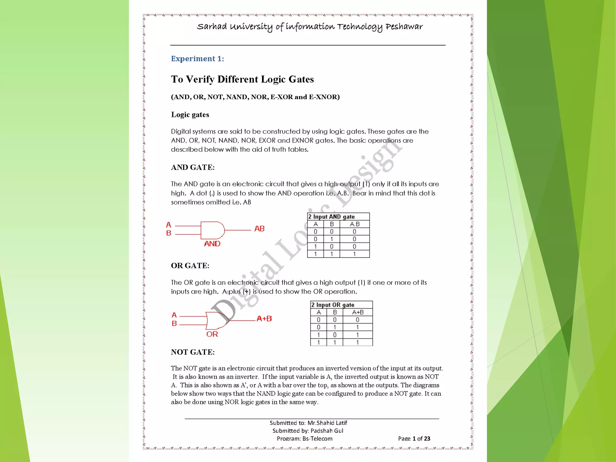 DLD Practical Lab Work | PPT