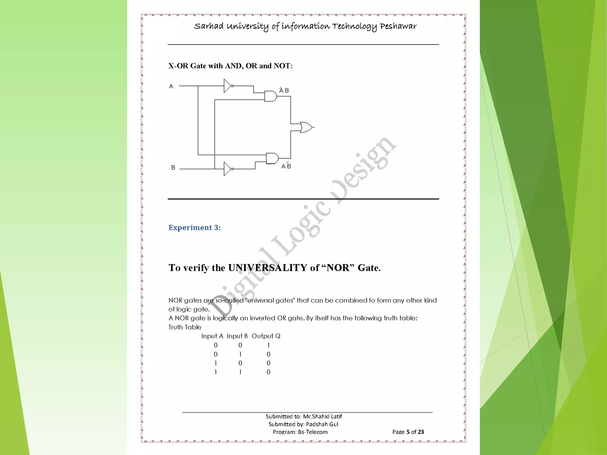DLD Practical Lab Work | PPT