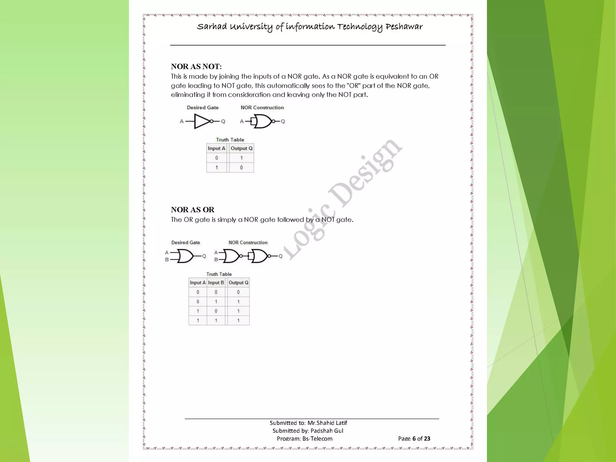 DLD Practical Lab Work | PPT