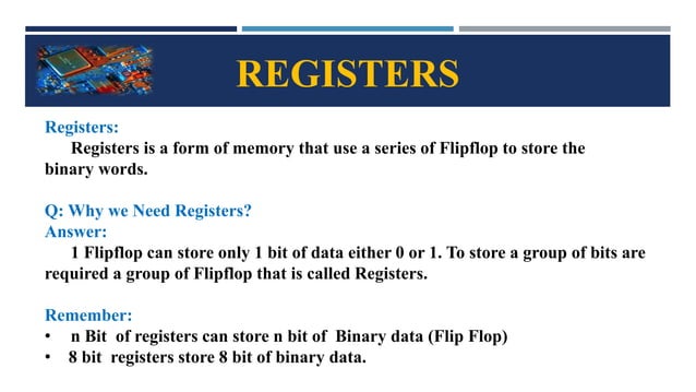Registers and its type DLD | PPTX | Data Storage and Warehousing | Computing