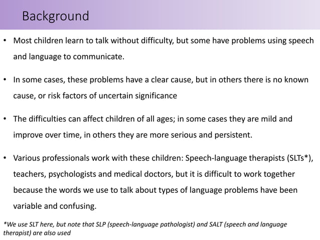 Developmental Language Disorder (DLD): The consensus explained | PPTX ...