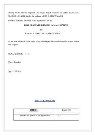 Complete Financial analysis of DLF | DOCX