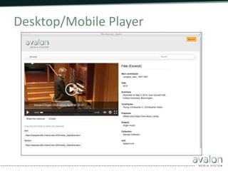 The Avalon Media System: Implementation and Community | PPTX