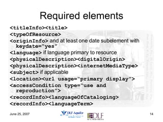 DLF Aquifer MODS Implementation Guidelines | PPT | Databases | Computer Software and Applications